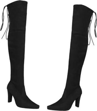 Beaupretty Femme Hiver à Talon Suédé Longues Au-dessus Du Genou Mode Automne Confort et Maintien avec Jeans et Robes