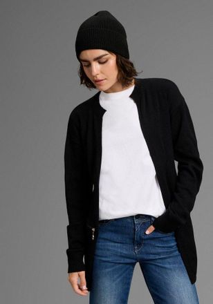 Laura Scott Strickjacke kuscheliger &Uuml;bergangsstrick in l&auml;ssiger Langform mit Zipperdetails
