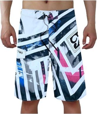 Generic Short de Bain Long Homme Maillots de Bain Travail Piscine Séchage Rapide Surf lété Hawaïen Short de Plage Imprimé Grande Taille Shorts (XXL)