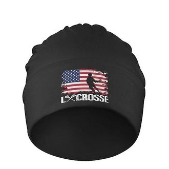 Generic Homme Femme Bonnet dhiver Lacrosse Drapeau Am&eacute;ricain Dr&ocirc;le Hiver Chapeaux Doux Bonnet &Agrave; Revers Chaud Bonnets De Ski pour Ski Cyclisme Patinage