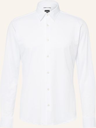 HUGO BOSS Piqu&eacute;-Hemd Roan Slim Fit weiss