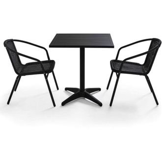 Oviala Oviala - Ensemble table de jardin bistrot et 2 chaises en aluminium gris