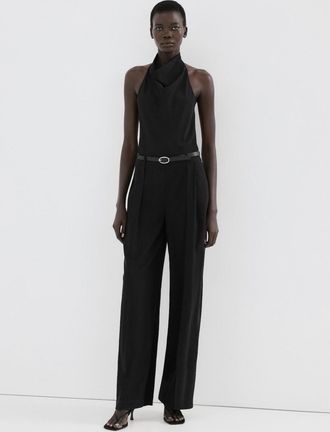 Mango Combinaison col &agrave; emmanchures am&eacute;ricaines combin&eacute; noir - Femme - S - MANGO