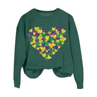 Generic Sweat-shirt &agrave; col rond pour femme - Pull &agrave; manches longues - Sans capuche - Haut d&eacute;contract&eacute; - Automne Hiver 2026 - Imprim&eacute; tendance - Col rond - Swea