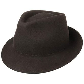 LIPODO Chapeau en Feutre Uni Trilby Femme/Homme - Made in Italy pour Homme Fedora Laine Automne-Hiver Hiver - XL (60-61 cm) Marron Fonce