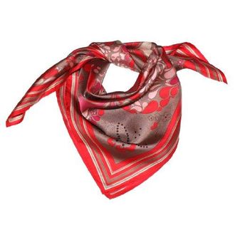 Lorenzo Cana Foulard pour la femme - écharpe de 100% soie pour le printemps et l´été, carré avec les mesures de 70 x 70 cm - une sensation de luxe en rouge ecru be