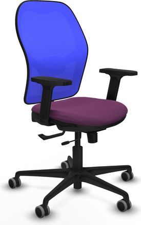 Piqueras y Crespo B&uuml;rostuhl mit 2D-Armlehnen, h&ouml;henverstellbare Lendenwirbelst&uuml;tze, ausgestattet mit Syncro/Traslack und Schaumstoff, Rollen 65 mm, Parkett, Blau/Violet