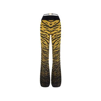GCDS Zebra Lurex Strickhose - - Trousers - Damen - Gelb - S