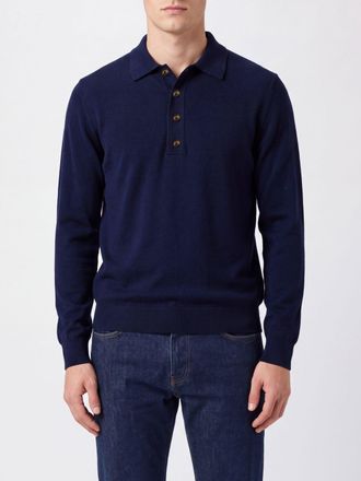 Eleventy Polo en maille &agrave; manches longues en m&eacute;lange de cachemire et coton