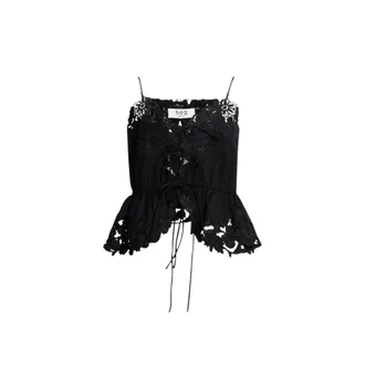 Sea NY Blumiges Spitzen Tanktop mit Stickerei - - Tops - Damen - Schwarzk - M