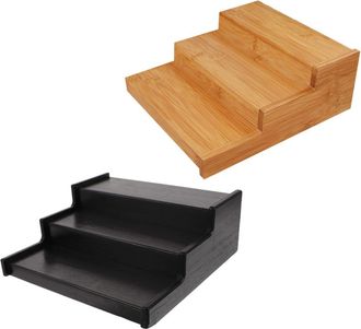 Garneck 2stücke Ausziehbares Bambusregal Für Gewürze Multifunktionales Küchen-aufbewahrungsregal Praktischer Schrank-organizer Für Gewürzflaschen Und Haushalt