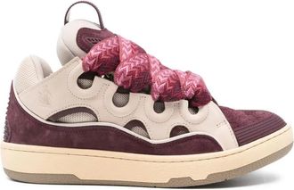 Lanvin Low-Top Sneaker - Panelled Burgundy Calf Leather And Suede Sneakers - Gr. 37 (EU) - in Beige - f&uuml;r Damen