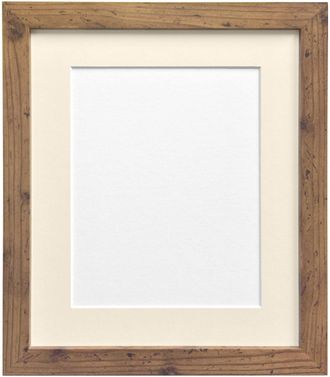 Frames by Post H7 Bilderrahmen, rustikales Eichenholz, mit elfenbeinfarbenem Passepartout, A3, für Bildgröße A4 (Kunststoffglas)