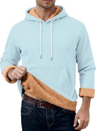 Generic Sweat &agrave; capuche pour homme - Cordon de serrage - T-shirt &agrave; manches longues - Couleur unie - Sweat &agrave; capuche doubl&eacute; - Confortable - Pull en polaire d&eacute;c
