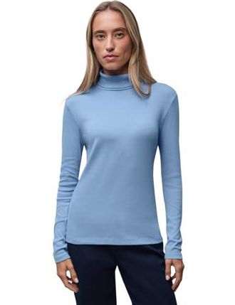 Street One 3228577 T-Shirt Basique &agrave; col roul&eacute;, Bleu givr&eacute;, 44 Femmes