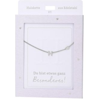 Depesche 13895.11 Halskette mit Buchstabe H und Herz, versilbert, variabel in der Länge tragbar (42 cm + 5 cm), als Geschenk oder kleine Aufmerksamkeit