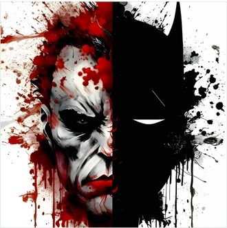 Wallario Sticker/Aufkleber f&uuml;r K&uuml;hlschrank/Geschirrsp&uuml;ler/K&uuml;chenschr&auml;nke, Selbstklebende Folie - 60 x 60 cm, Motiv: Zwei Gesichter der Dunkelheit