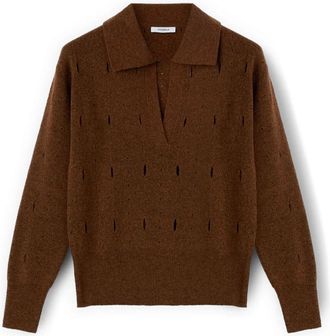 Motivi Femme, Pulls, Brun, Taille: 40 FR Pull col polo ajour&eacute;