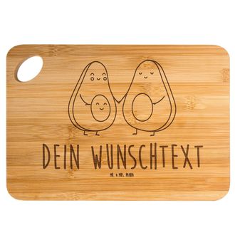 Mr. & Mrs. Panda Personalisiertes Schneidebrett Avocado P&auml;rchen - Personalisierte Geschenke, Mit Logo, Selbst Gestalten, Avocados, Hochwertiges Gravur, Familie, Schwan