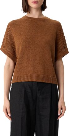 Comma Kurzarm-Pullover im Loose Fit aus Ajourstrick