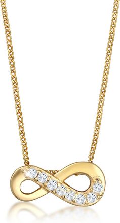 Elli PREMIUM Halskette Damen Infinity Unendlich Liebe Topas in 585 Gelbgold