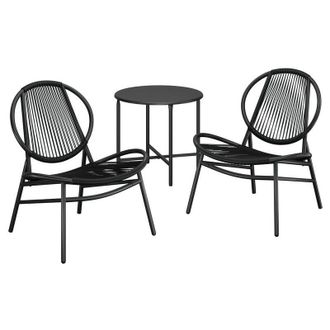 Songmics Ensemble Salon de Jardin, 3 Pi&egrave;ces, Chaises Acapulco, Salon dExt&eacute;rieur, Table dAppoint et 2 Chaises, Ensemble de Mobilier dInt&eacute;rieur et