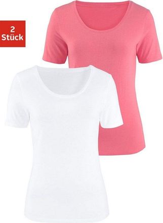 Vivance T-Shirt aus elastischer Baumwoll-Qualität (2er-Pack)