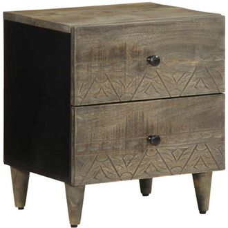 vidaXL Table de chevet gris clair 40x33x46 cm bois de manguier solide Vidaxl