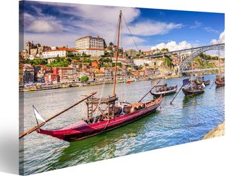 Islandburner Bild Bilder auf Leinwand Douro River in Porto Portugal Wandbild Poster Leinwandbild RMU