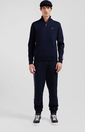 Eden Park Pull Col Camionneur En Coton Bleu Marine Coupe Regular Bande Jacquard Eden Park