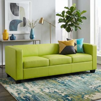 Mendler 3er Sofa Couch Loungesofa Lille - Kunstleder, hellgr&uuml;n