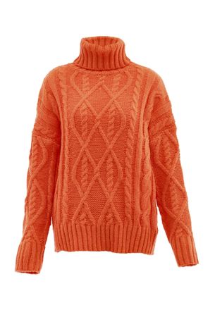 Mymo Rollkragenpullover Damen orange