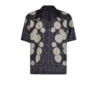 John Richmond Homme, Chemises, Noir, Taille: XL Chemise &agrave; Manches Courtes avec Motif Ornemental