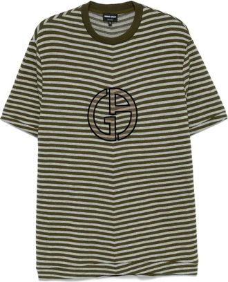 Giorgio Armani T-Shirt mit geflocktem Logo - Gr&uuml;n