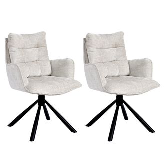 Duhome 2er Set Esszimmerstuhl mit Armlehnen Schminktischstuhl aus Chenille 180&deg; Drehbar Automatische R&uuml;ckstellfunktion Sessel f&uuml;r Schlafzimmer Wohnzimmer B&uuml;r