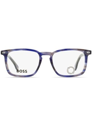 BOSS lunettes de soleil &agrave; monture rectangulaire - Bleu