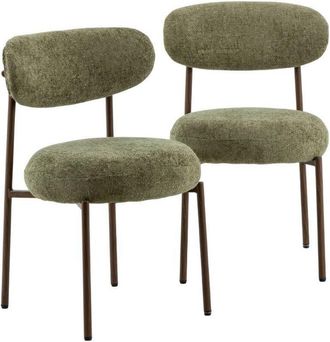 Made In Meubles Chaise en tissu vert et m&eacute;tal effet bois Kanoa (lot de 2)
