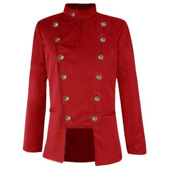Generic Veste de c&eacute;r&eacute;monie pour homme - Col montant - Double boutonnage - Coupe ajust&eacute;e - Smoking traditionnel, Rouge, XL