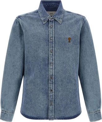 Ami Homme, Chemises, Bleu, Taille: M De Coeur Denim Shirt