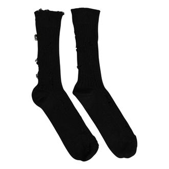 Dolce & Gabbana Chaussettes mi-mollet textur&eacute;es en coton - unisex - Accessoires - Noir - Taille: ONE Size