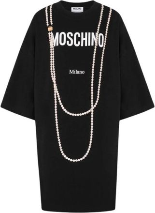 Moschino Femme, Robes, Noir, Taille: 38 FR Robe en coton &eacute;pais imprim&eacute;