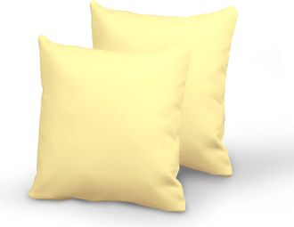 Pizuna Luxuri&ouml;ser Soft-Satin 2er Pack Kissenbezug 65 x 65 cm Sanftes Gelb, 400 Fadenzahl Baumwolle Quadratisch Kissenbez&uuml;ge, 100% Langstapel Baumwolle Nur Ki
