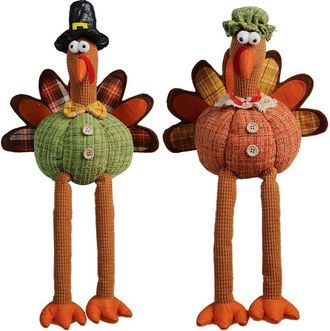 Generic 2 St&uuml;ck Pl&uuml;sch Sitzender Truthahn Truthahn Paar Puppen Thanksgiving Truthahn Dekorationen Figur Ornamente F&uuml;r Einweihungsgeschenk