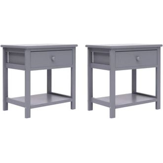 vidaXL Nachttische 2 Stk. Grau 40x29x42 cm Paulownia Holz Vidaxl