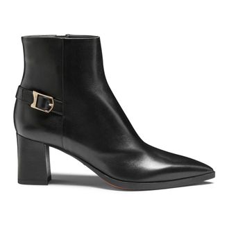 Santoni Bottine en cuir &agrave; talon moyen - Femme - Chaussures - Noir - Taille: 40 EU