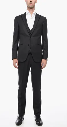 Corneliani Dreiteiliger Anzug CERIMONIA ACADEMY mit Details aus Satin Corneliani