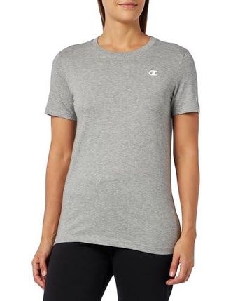 Champion Legacy Basics W Light Cotton Jersey S-s Regular Crewneck T-Shirt, Gris Clair, Large Femme
