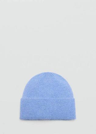 Mango Bonnet maille c&ocirc;tel&eacute;e bleu ciel - Femme - Taille unique - MANGO
