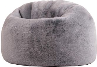 Icon Brand Kingston Sitzsack Kinder, Hellgrau, Flauschiger Kunstpelzstoff, Sitzsack Flauschig mit F&uuml;llung, Bequemer Kinder Sessel, Kuschelsessel, Lese Sessel, Sc