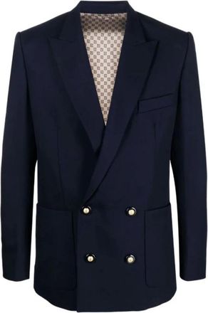 Balmain Homme, Vestes, Bleu, Taille: L Blazer Crois&eacute;